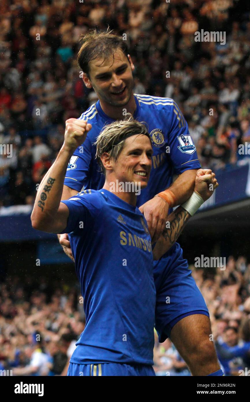 Chelsea's Fernando Torres, front, celebrates his goal against Newcastle ...