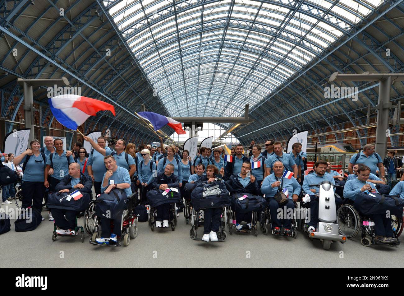 COMMERCIAL IMAGE - The French Paralympic team arrives at the Eurostar ...