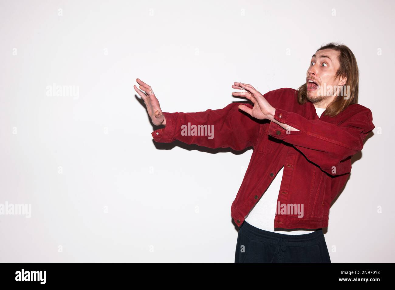 Scared and shocked man. Emotion of fear Stock Photo - Alamy