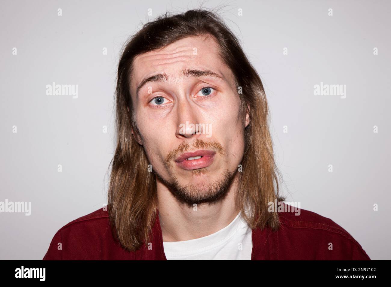 Guilty male. Man asking for forgiveness Stock Photo - Alamy