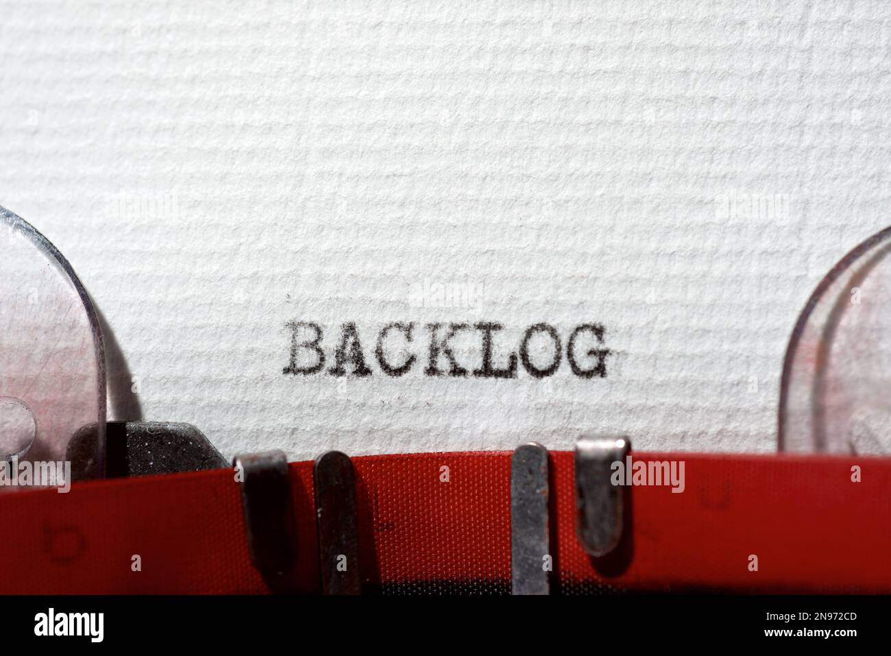 Backlog word written with a typewriter Stock Photo - Alamy