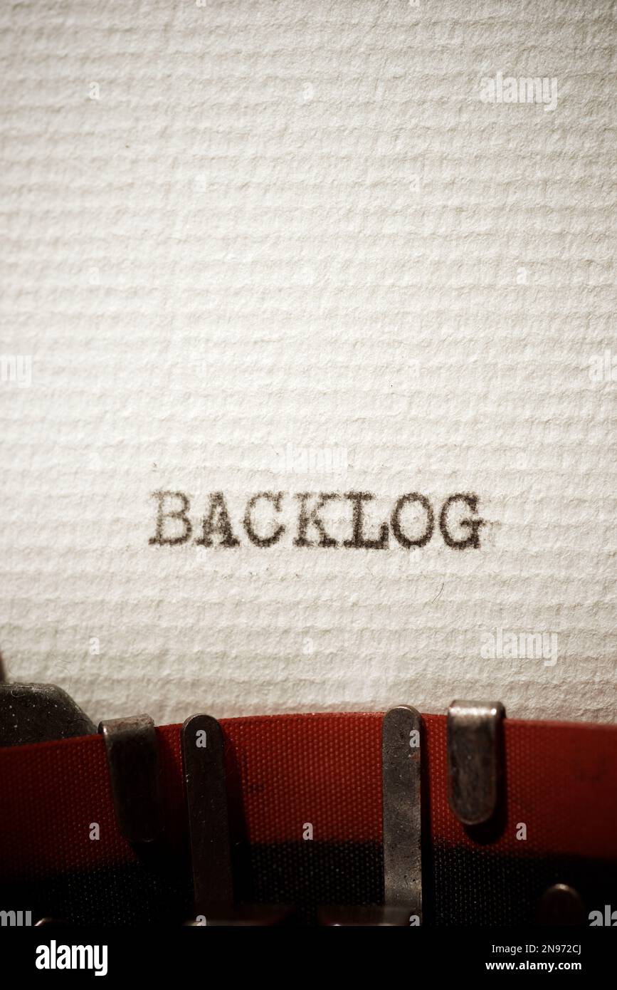 Backlog word written with a typewriter Stock Photo - Alamy