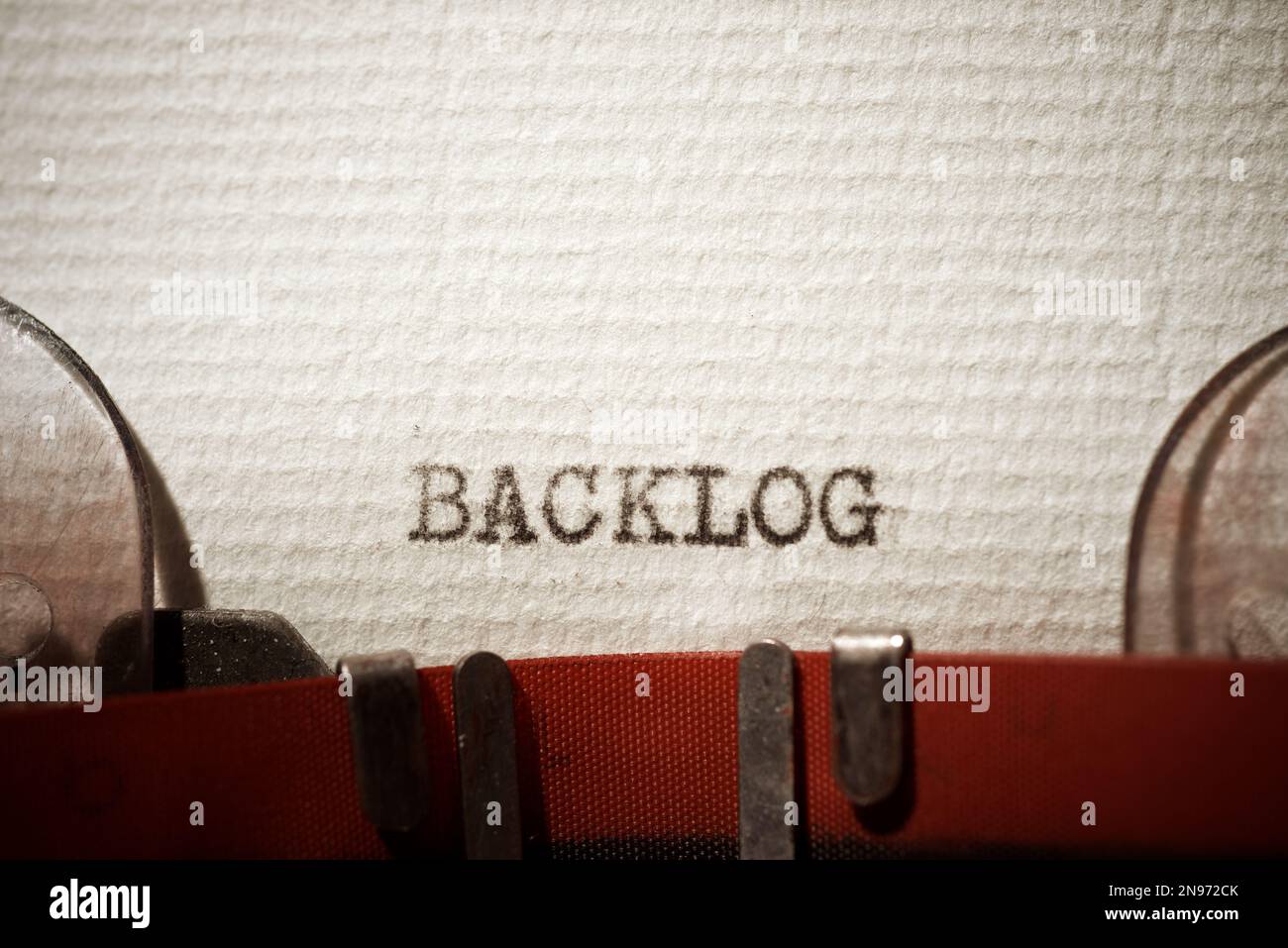 Backlog word written with a typewriter Stock Photo - Alamy