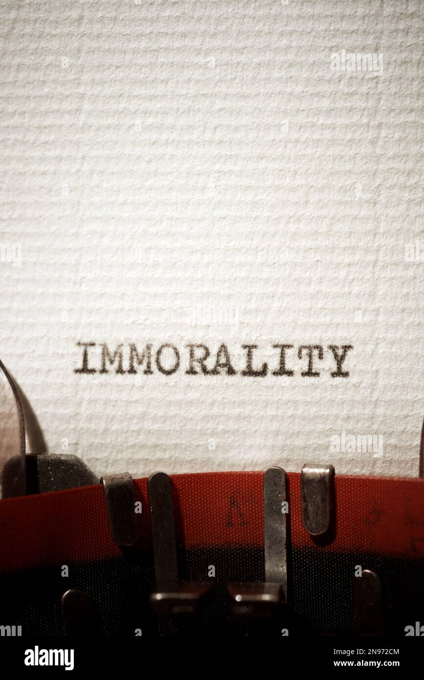 Immorality word written with a typewriter Stock Photo - Alamy