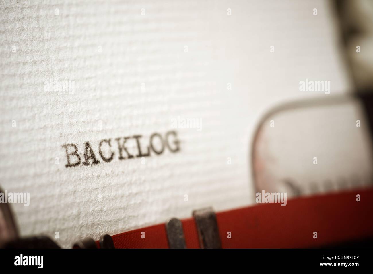 Backlog word written with a typewriter Stock Photo - Alamy