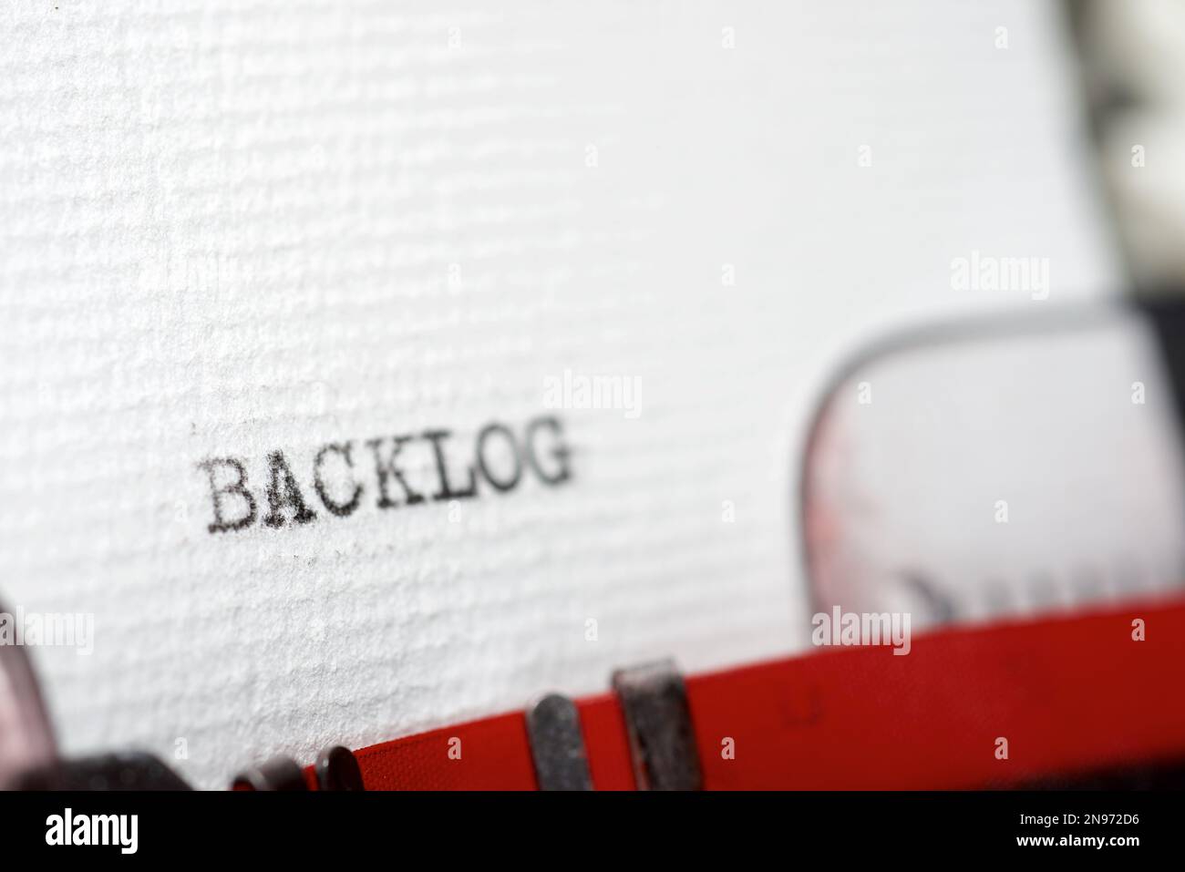 Backlog word written with a typewriter Stock Photo - Alamy