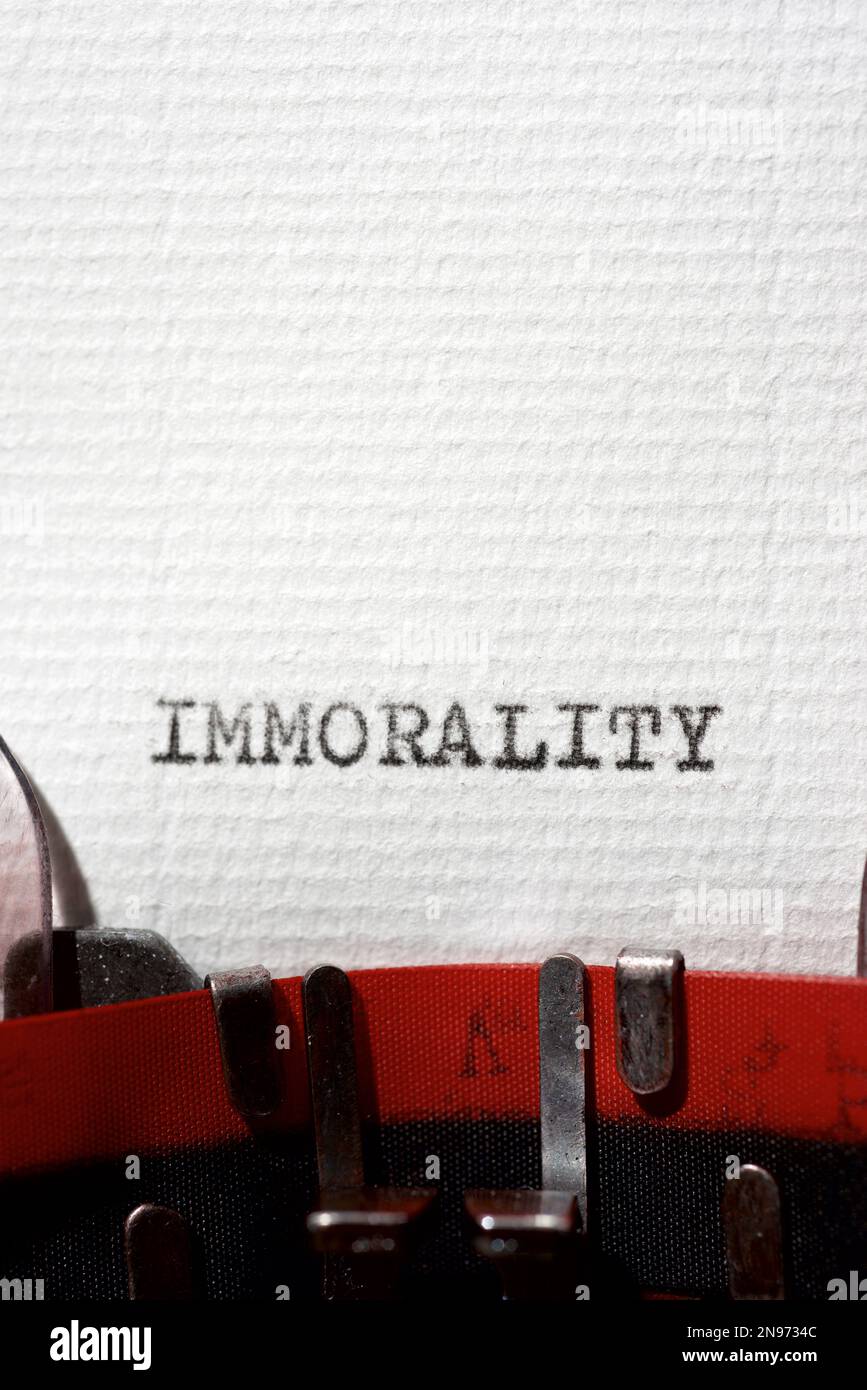 Immorality word written with a typewriter Stock Photo - Alamy