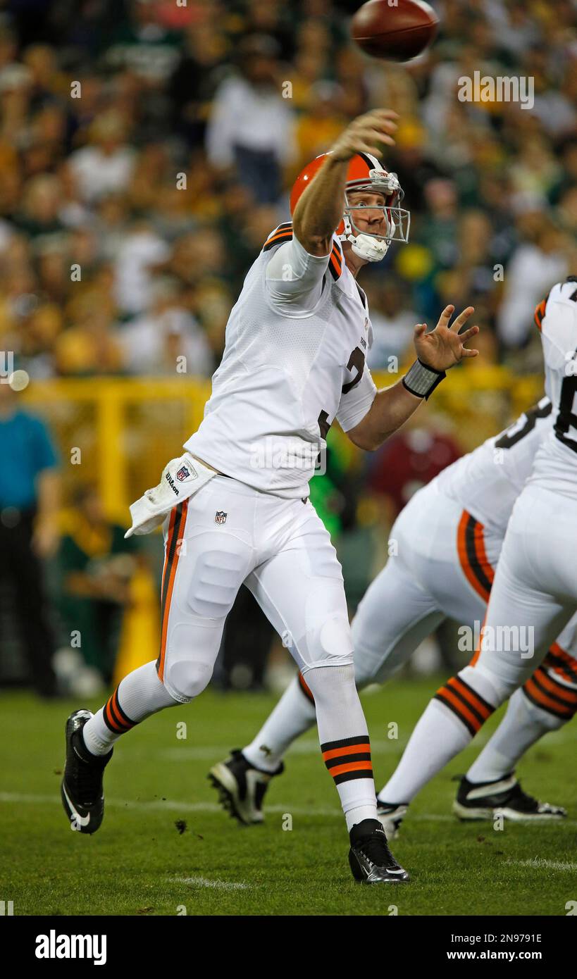Cleveland Browns quarterback Brandon Weeden in action against the Green ...