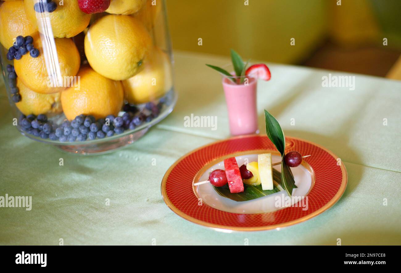 Food plate sits out as an example of the meal guests will eat at the ...