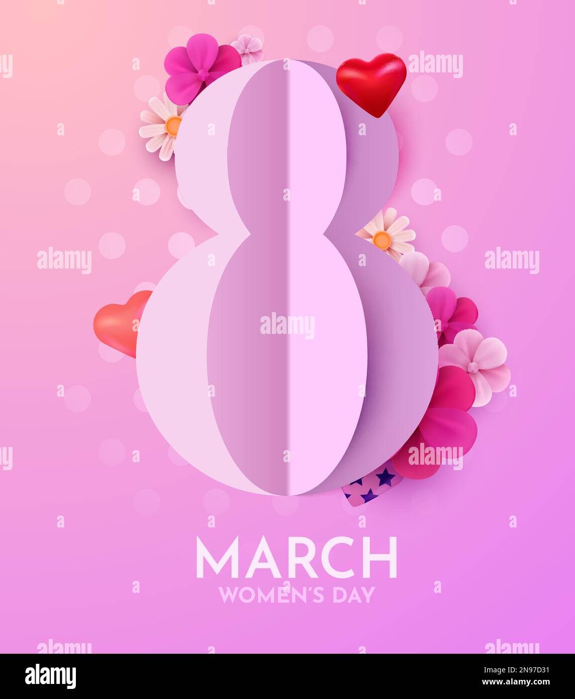 International Women's Day Banner. Flyer for March 8 with flowers decor ...