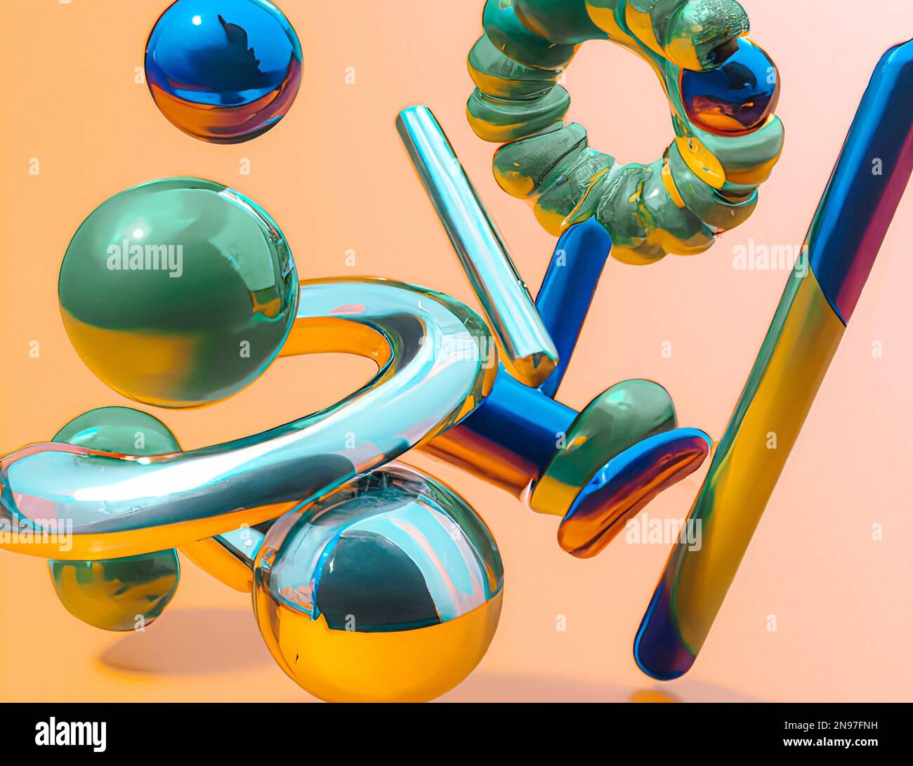 A 3d rendering of different abstract shiny objects Stock Photo - Alamy
