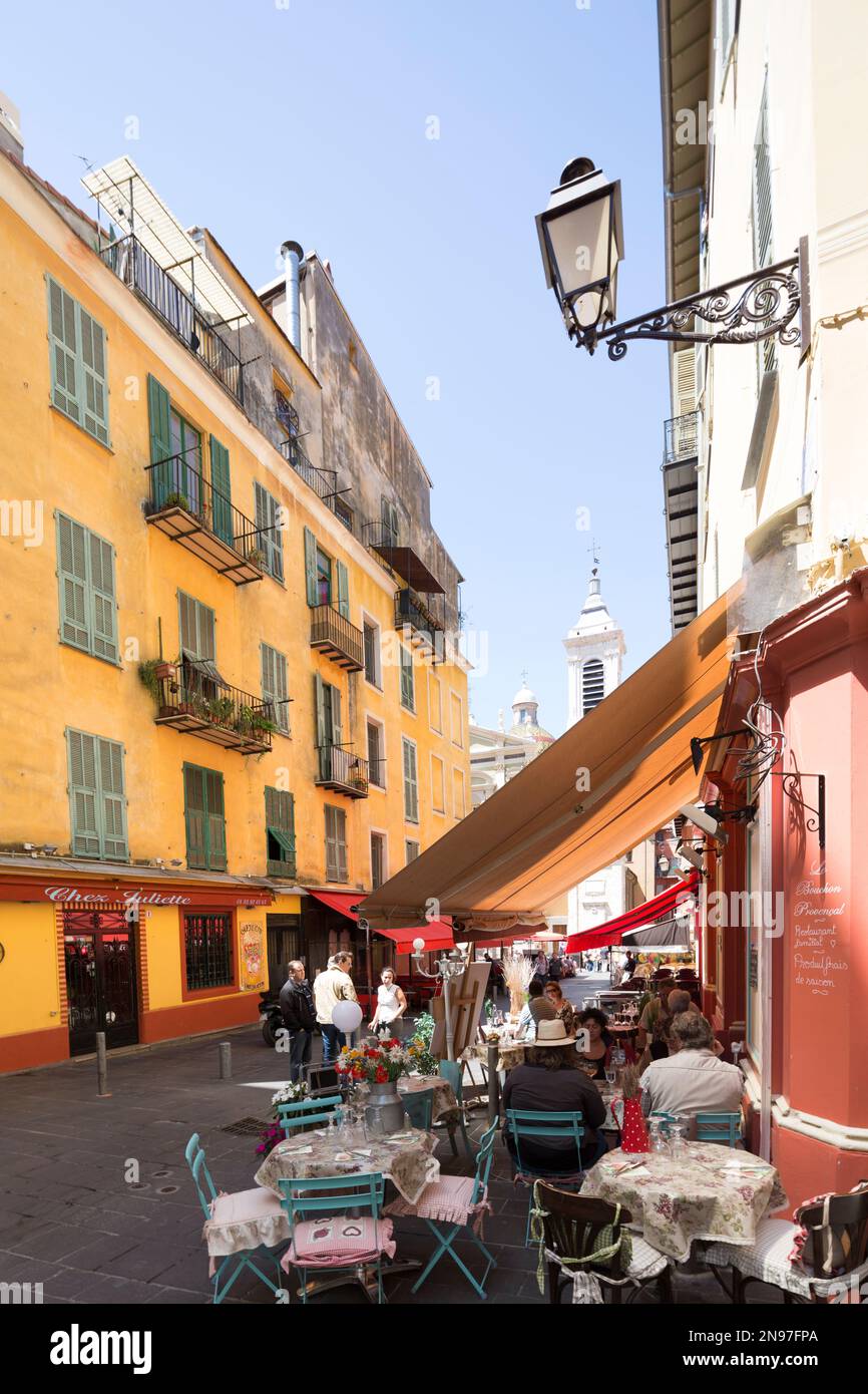France, Nice, cafes and bars in the old town of Nice Stock Photo - Alamy