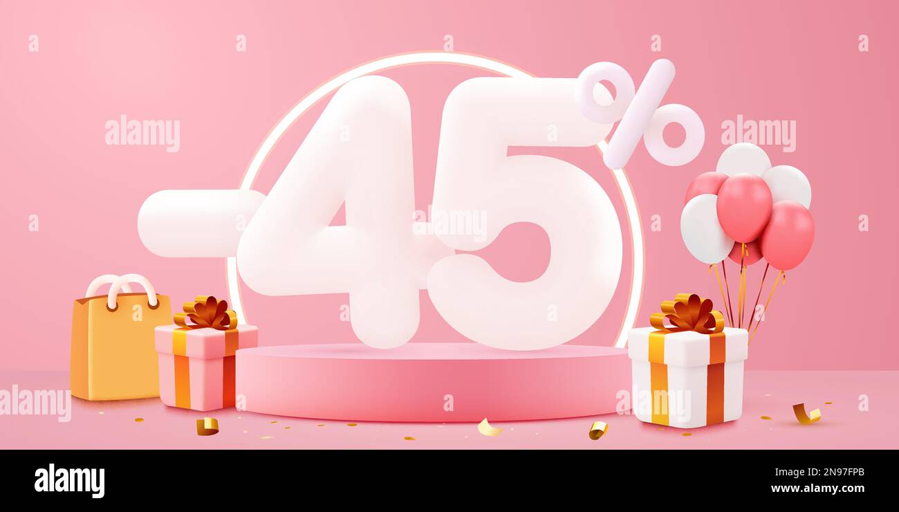 45 percent Off. Discount creative composition. Sale symbol with ...