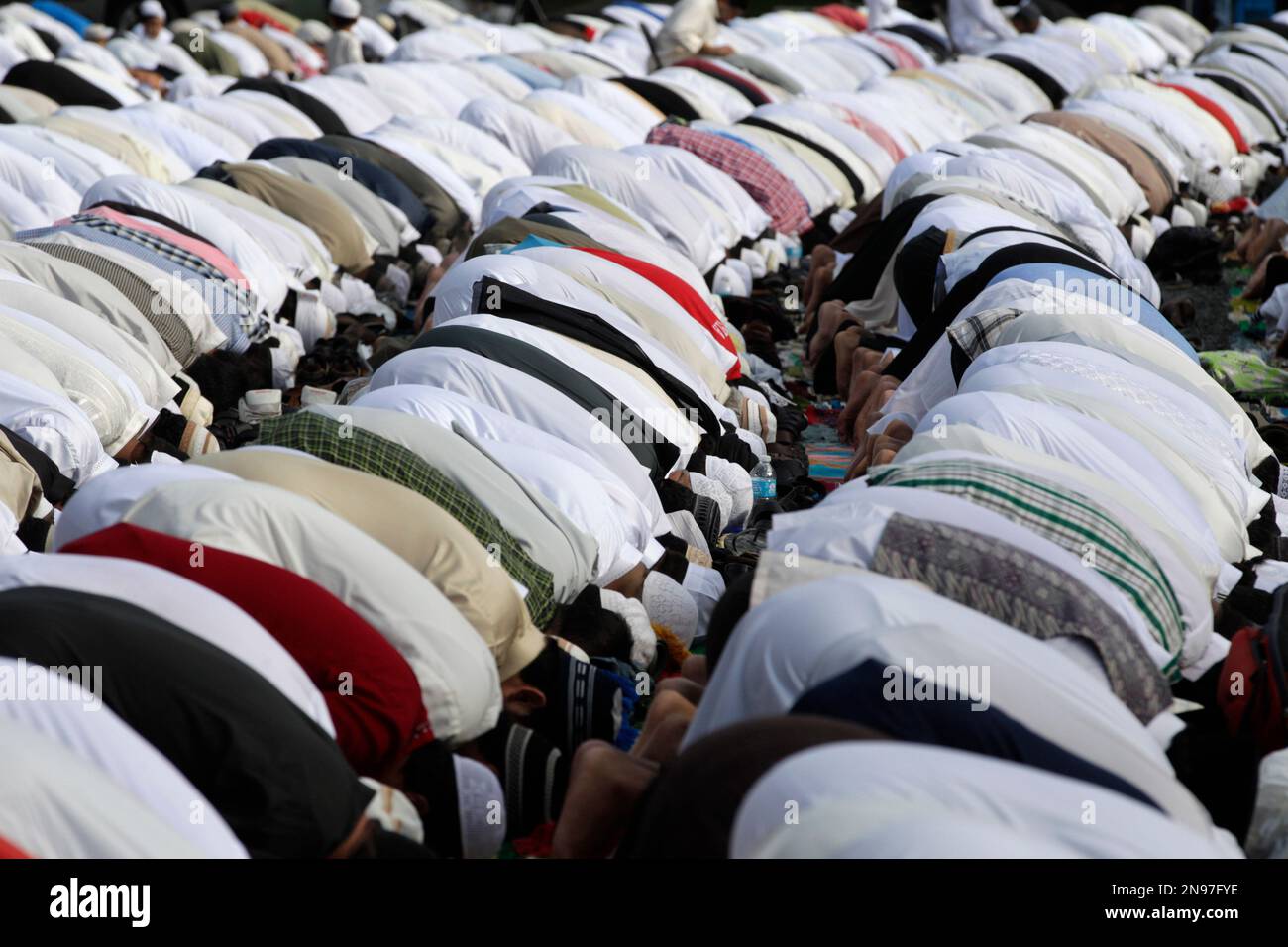 Panama's Muslims pray during Eid al-Fitr prayer, which marks the end of ...