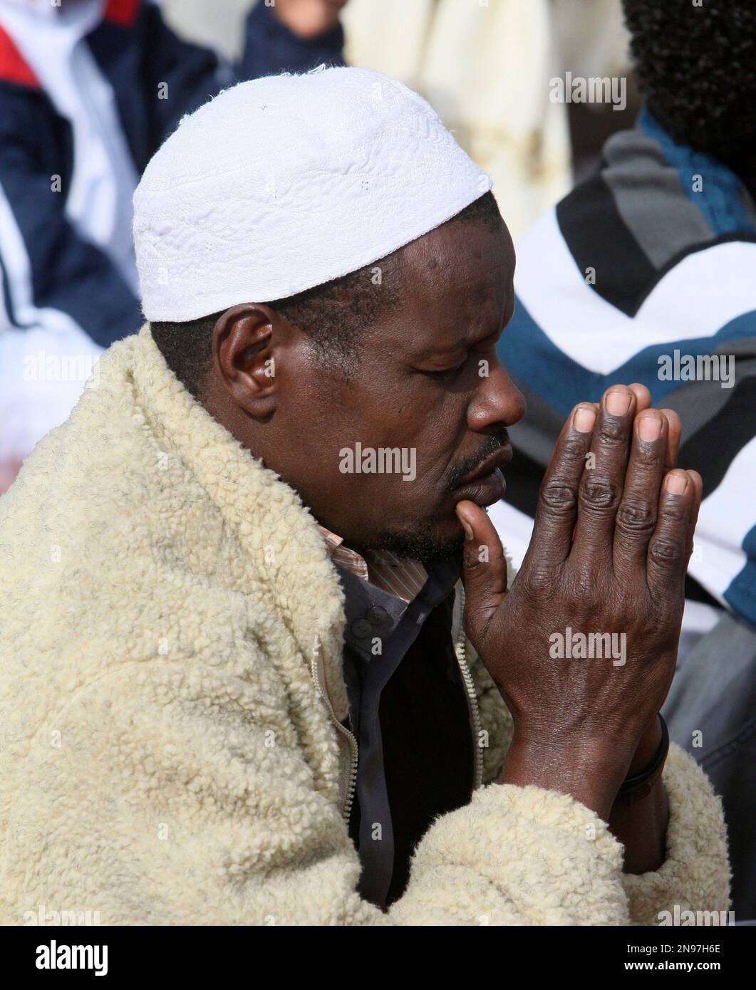 A Kenyan Muslim prays during Eid al-Fitr prayers at the end of the holy ...