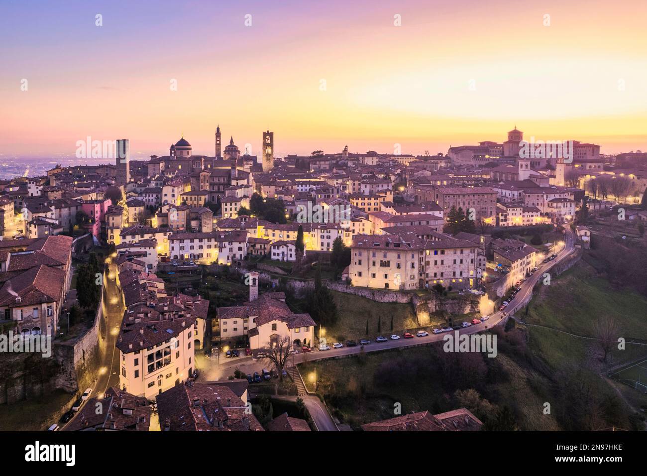 Aerial bergamo high town city wall hi-res stock photography and images ...