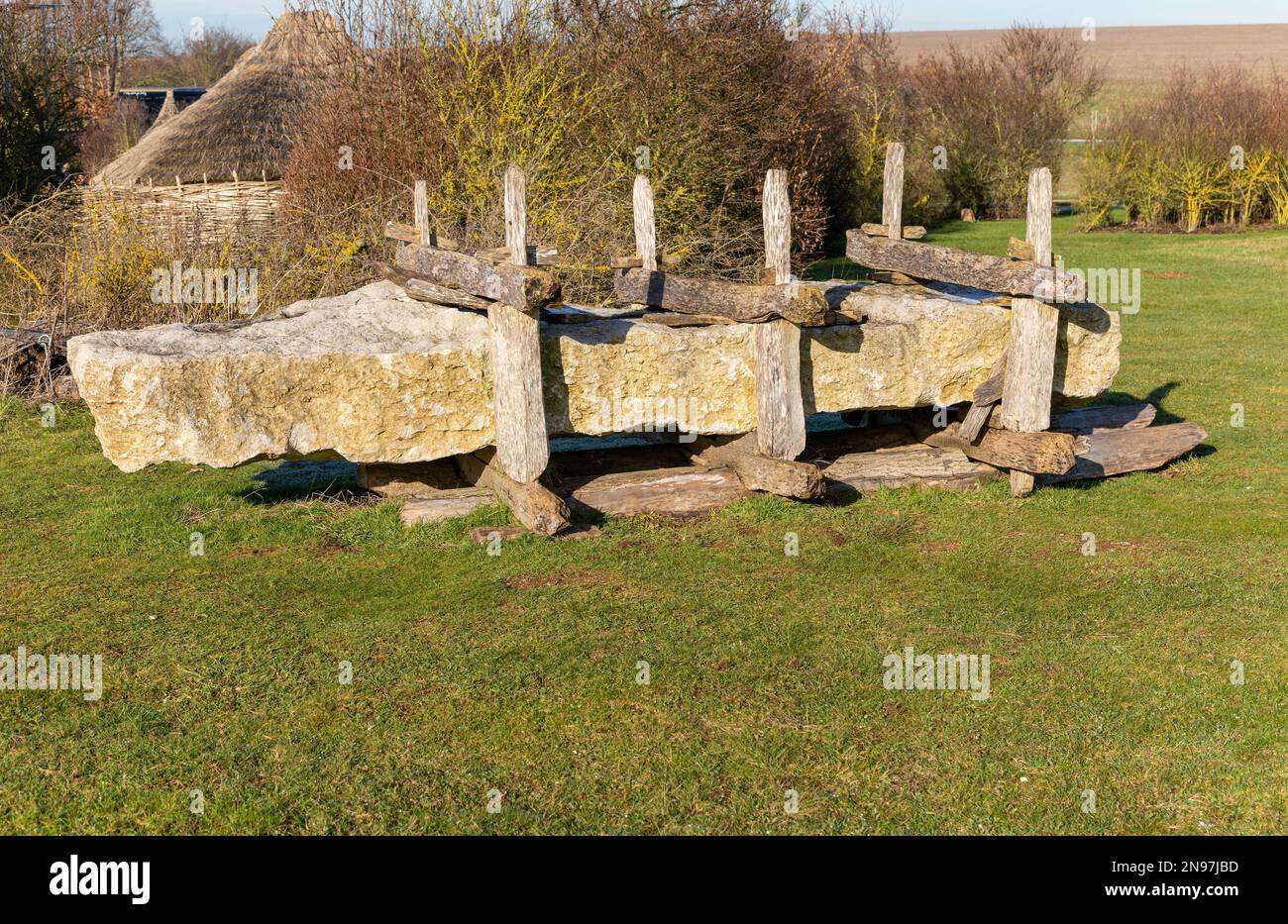 Reconstruction of sledge for transporting megalithic stones, Stonehenge ...