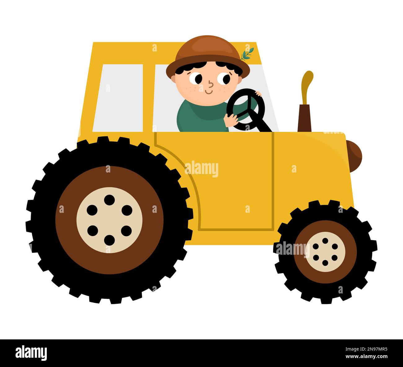Boy driving tractor Stock Vector Images - Alamy
