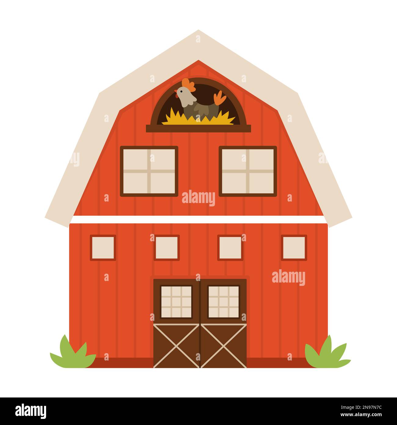 Vector barn icon isolated on white background. Flat farm shed ...