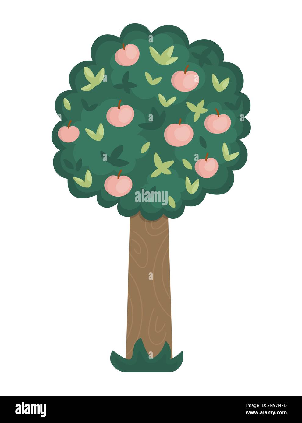 Vector apple tree icon isolated on white background. Garden or forest ...