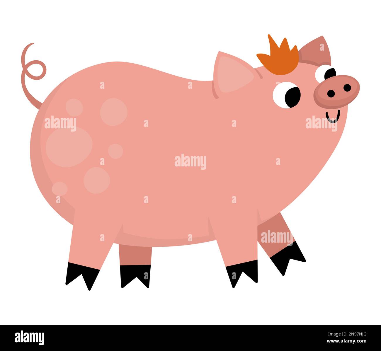 Vector pig icon. Cute cartoon swine illustration for kids. Farm animal ...