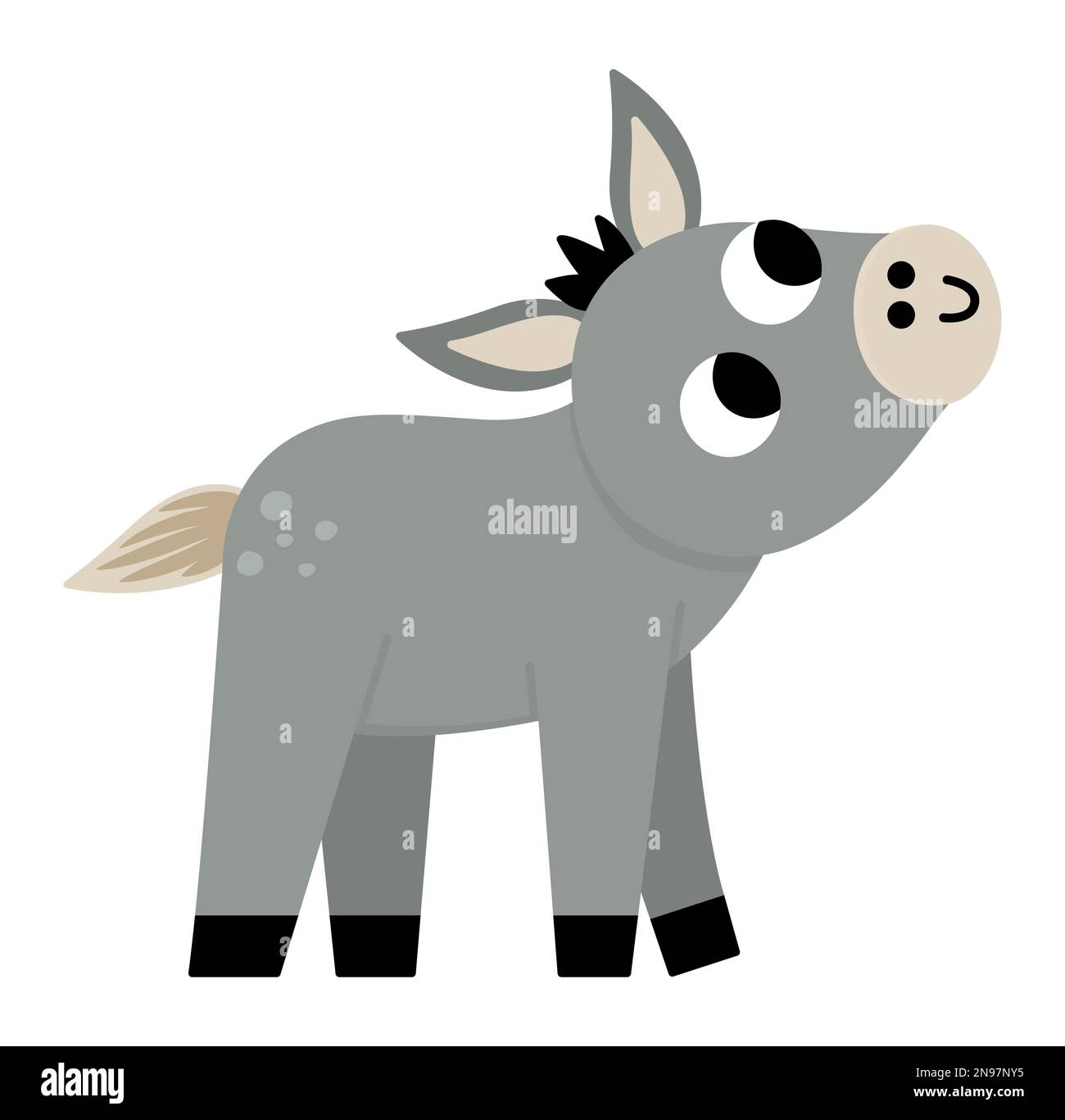 Vector little donkey icon. Cute cartoon foal illustration for kids ...