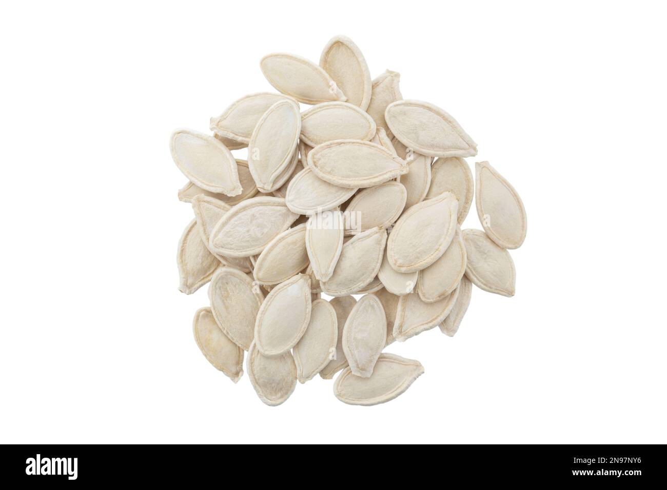 Heap of pumpkin seeds isolated on white background. File contains ...