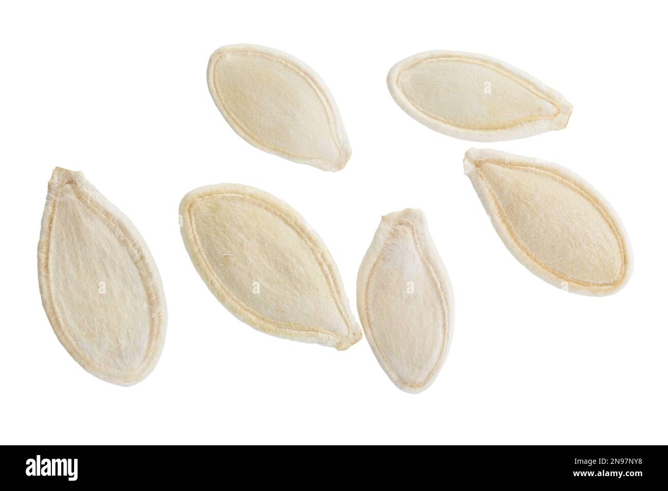 Heap of pumpkin seeds isolated on white background. File contains ...