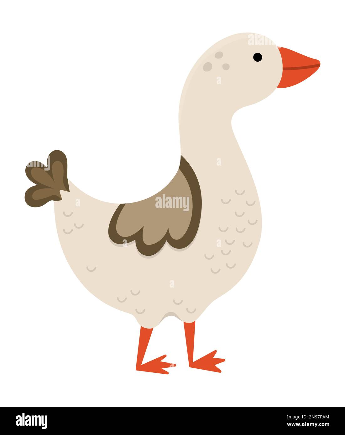 Vector goose icon. Cute cartoon gander illustration for kids. Farm bird ...