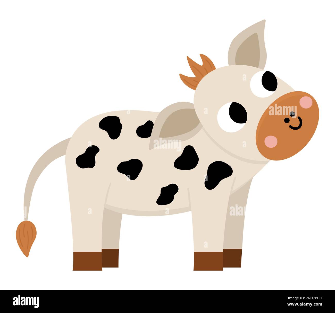 Vector calf icon. Cute cartoon little cow illustration for kids. Farm ...