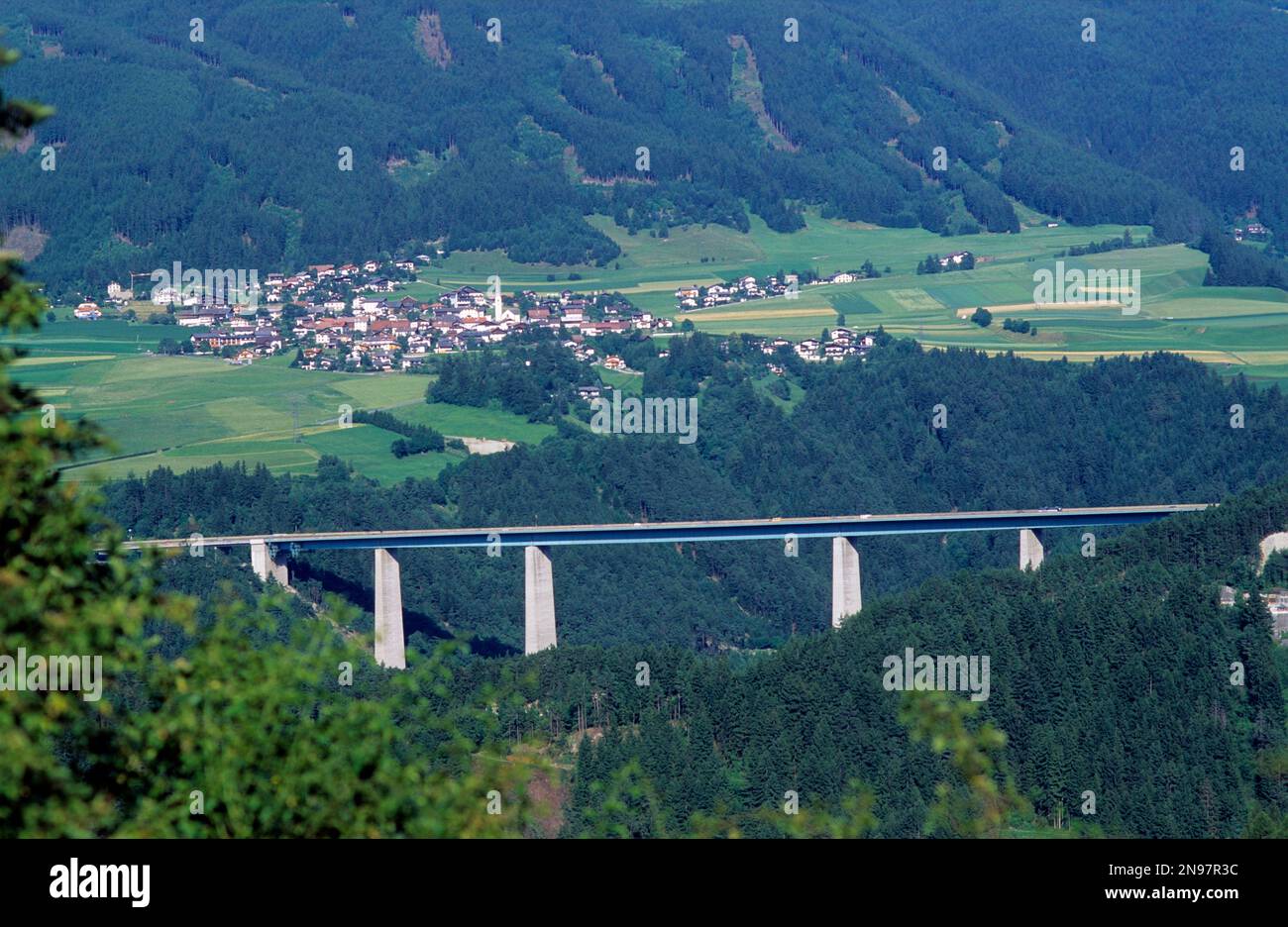 Austria, Tirol, the Brenner motorway and the European bridge Stock ...
