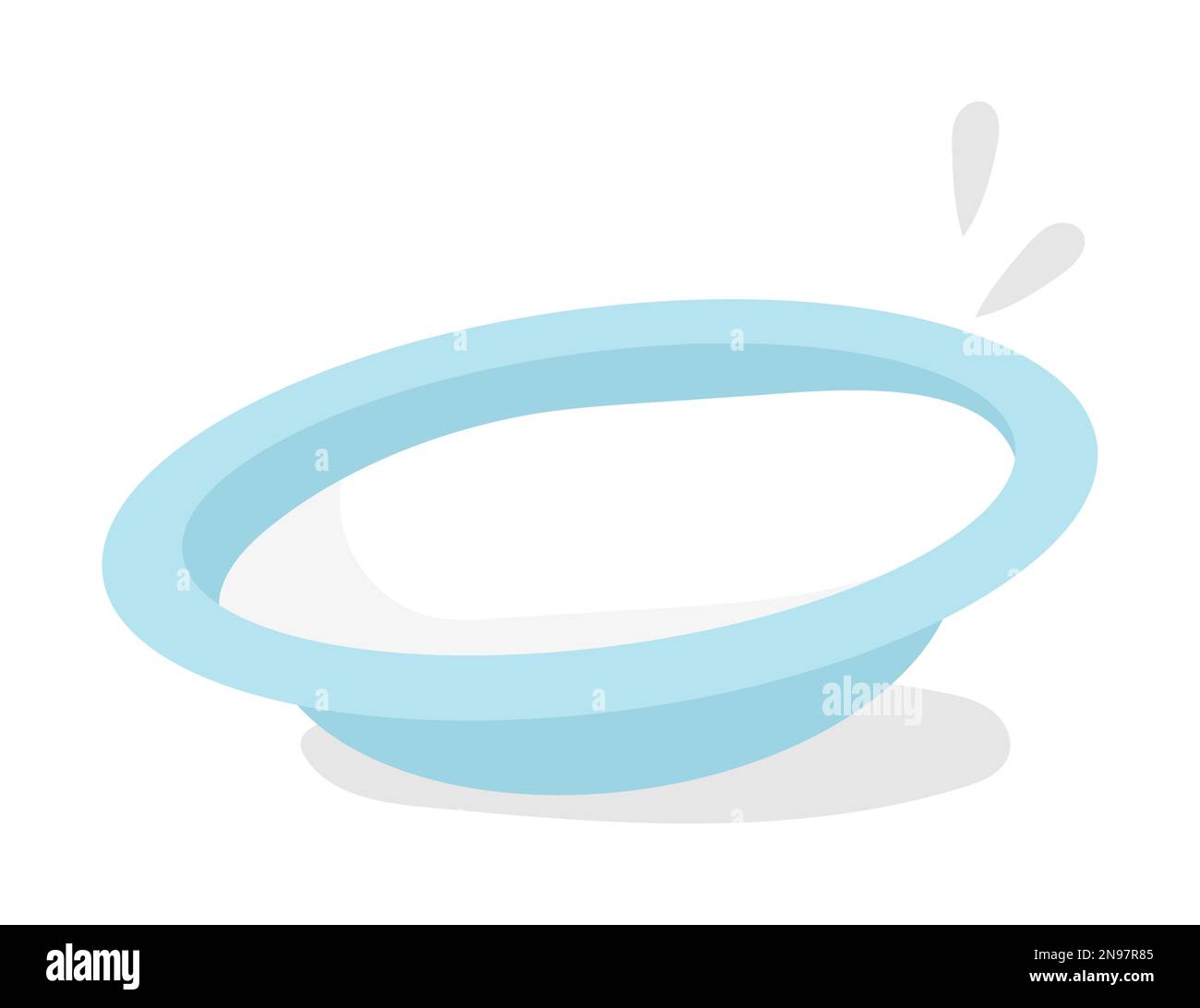 Vector blue bowl with milk isolated on white background. Flat dish ...