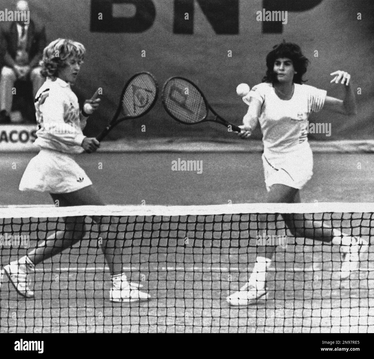 Steffi Graf, left, and Gabriela Sabatini are shown during their match ...