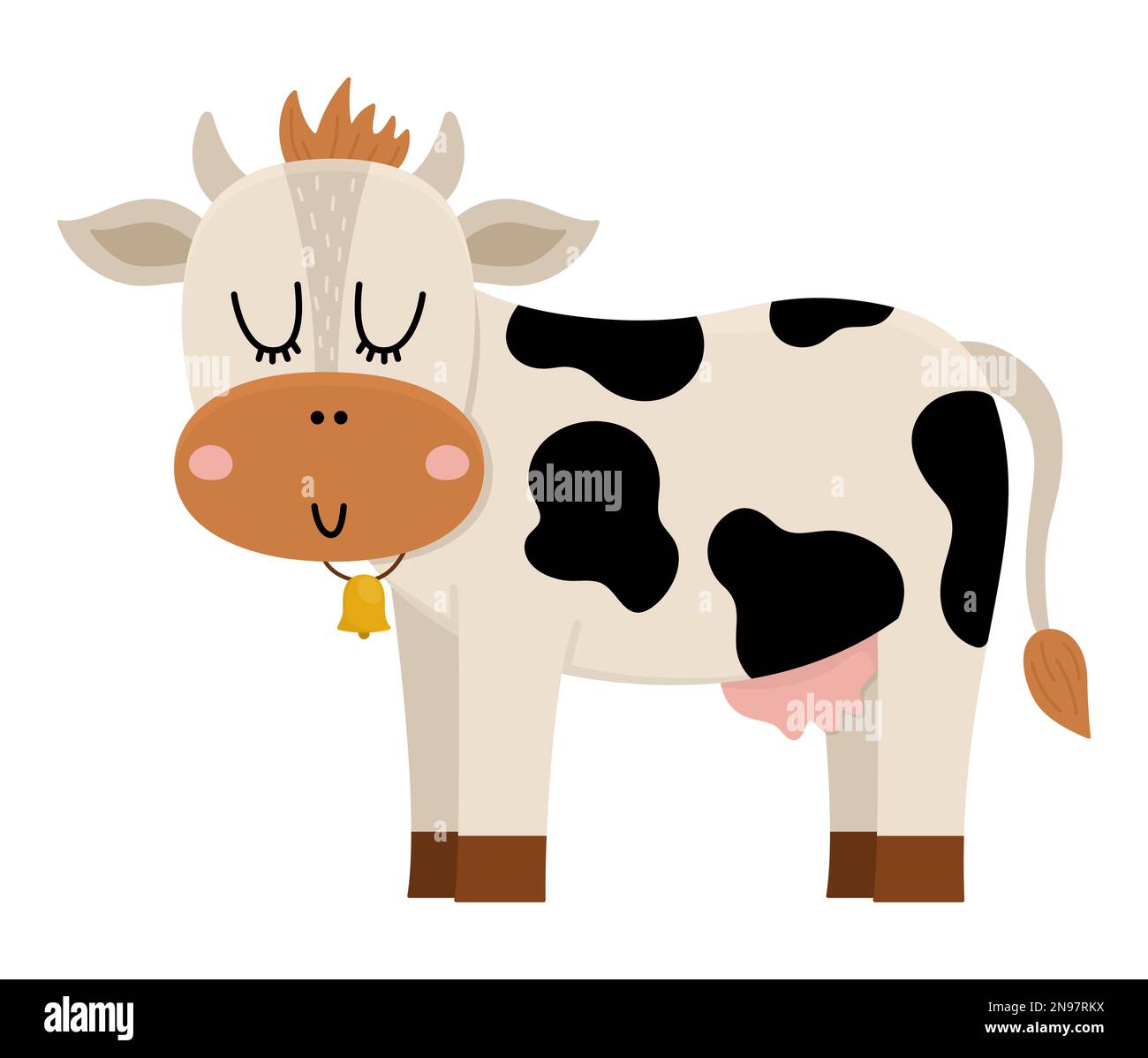 Vector cow icon. Cute cartoon diary or milk pet illustration for kids ...