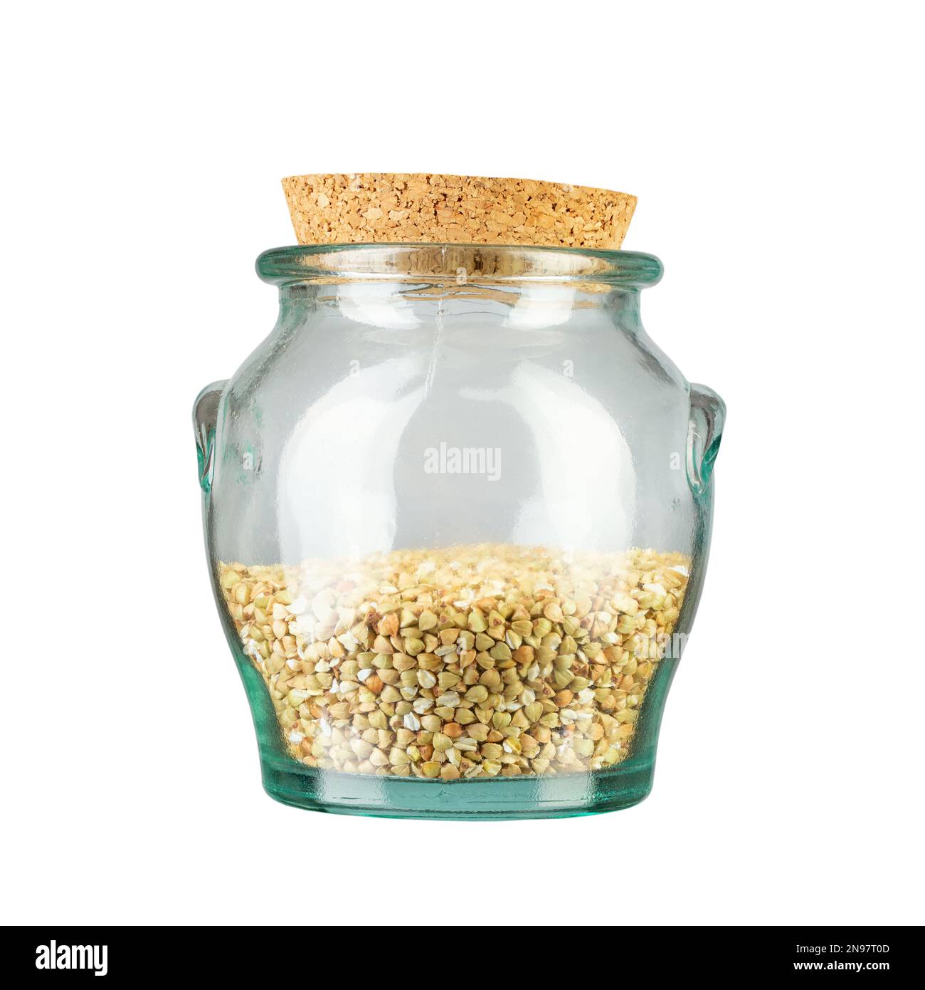 Dry buckwheat in a glass jar for storage of bulk products, gluten free ...