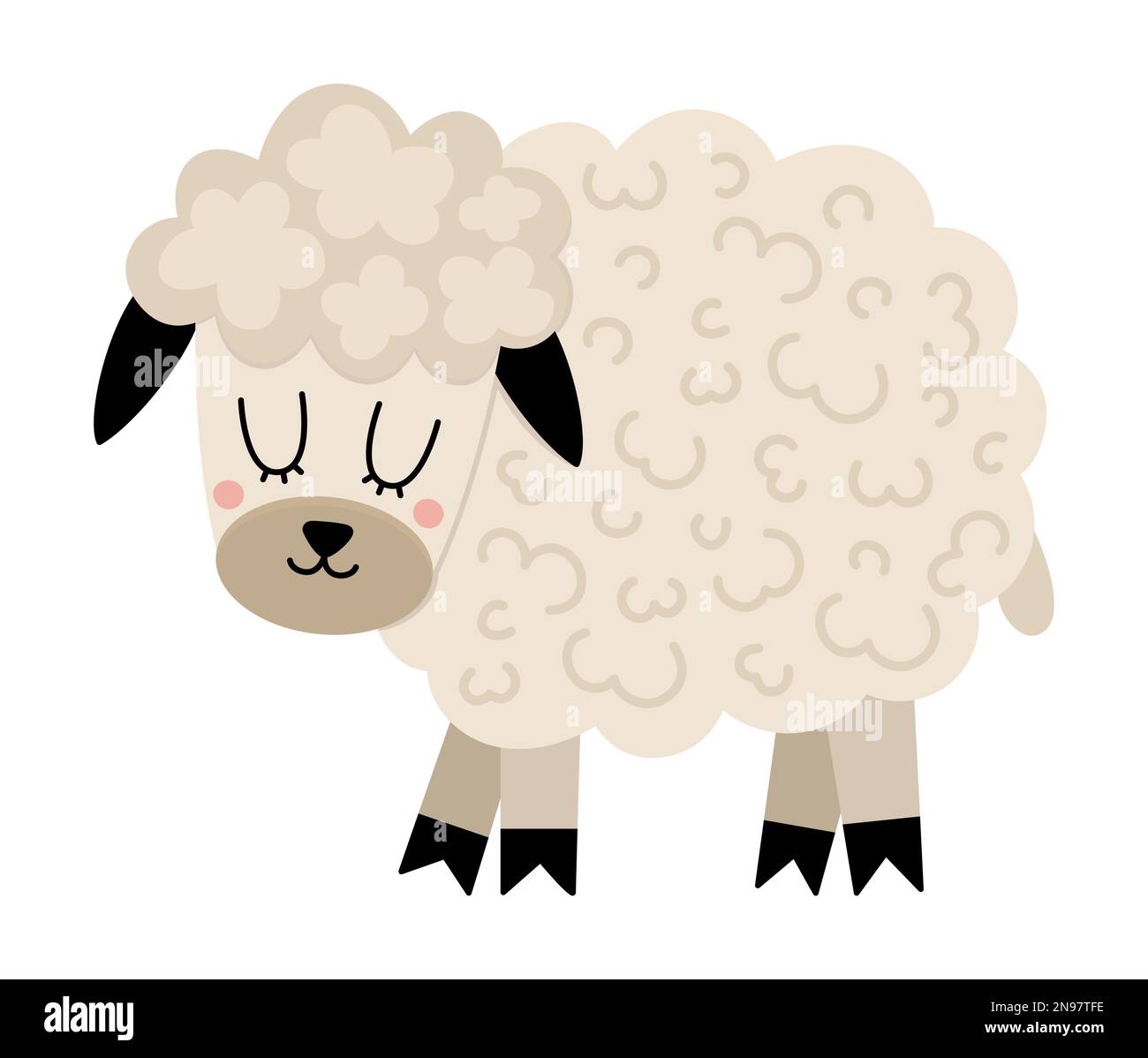Vector sheep icon. Cute cartoon female ewe illustration for kids. Farm ...