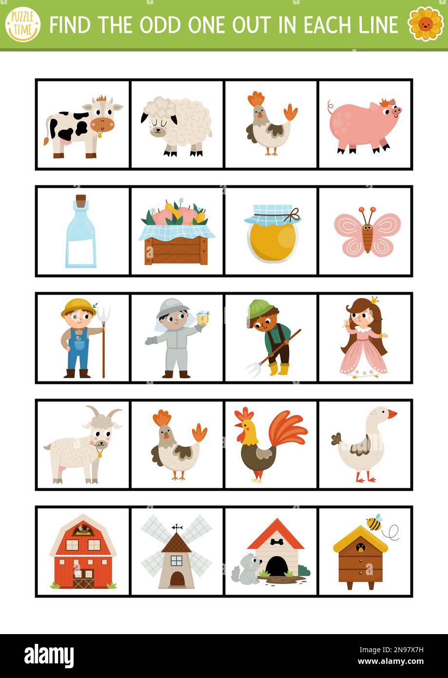 Find the odd one out. On the farm logical activity for children. Farm ...