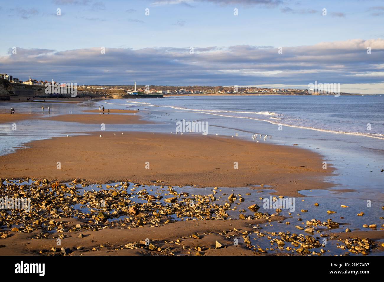 Looking north from Roker Pier to Seaburn on the North Sea coast near ...