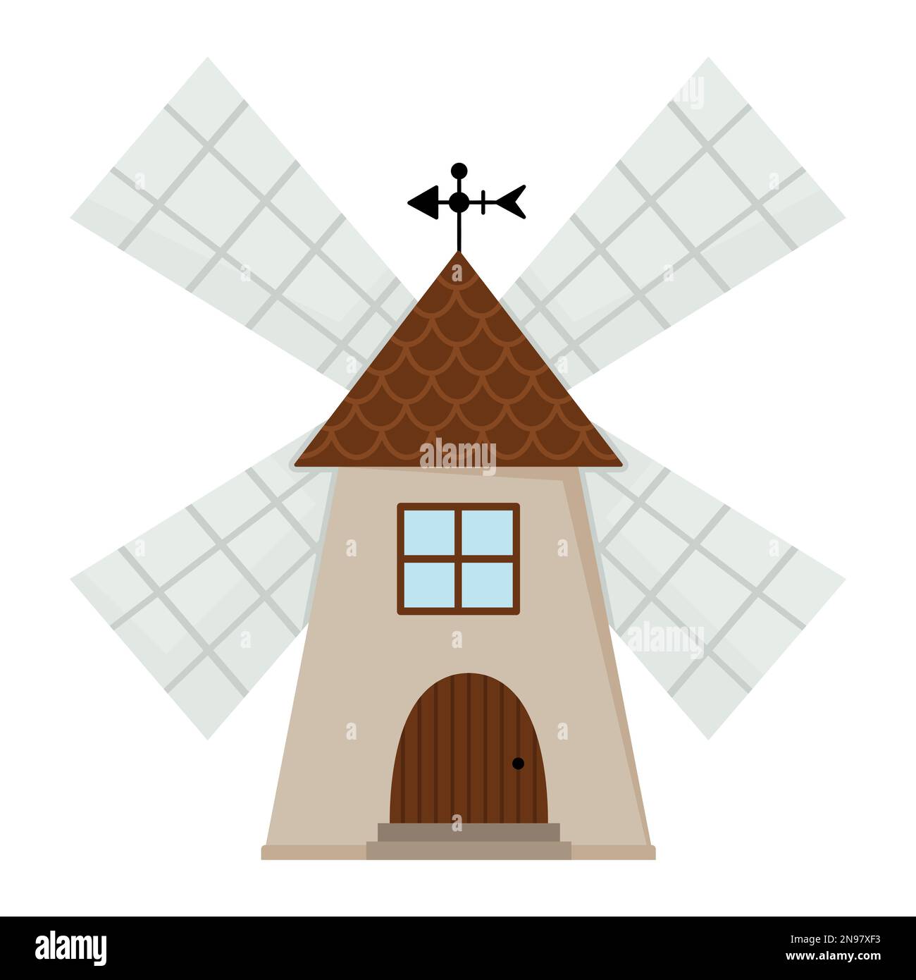 Vector windmill icon isolated on white background. Flat wind mill ...