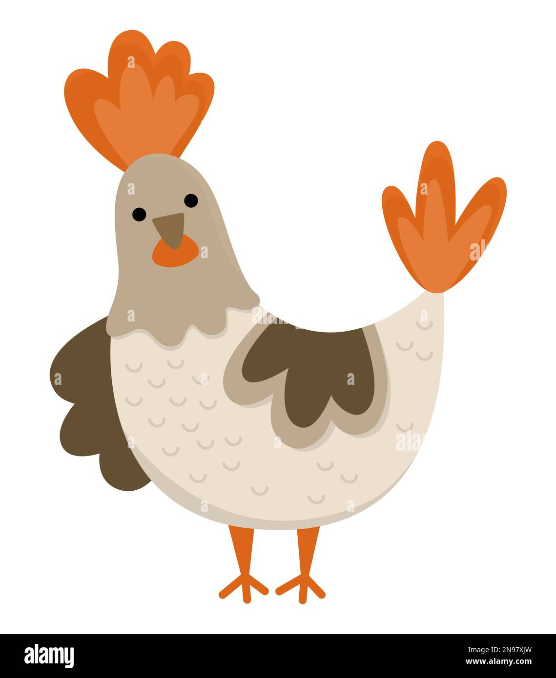 Vector hen icon. Cute cartoon chicken illustration for kids. Farm bird ...