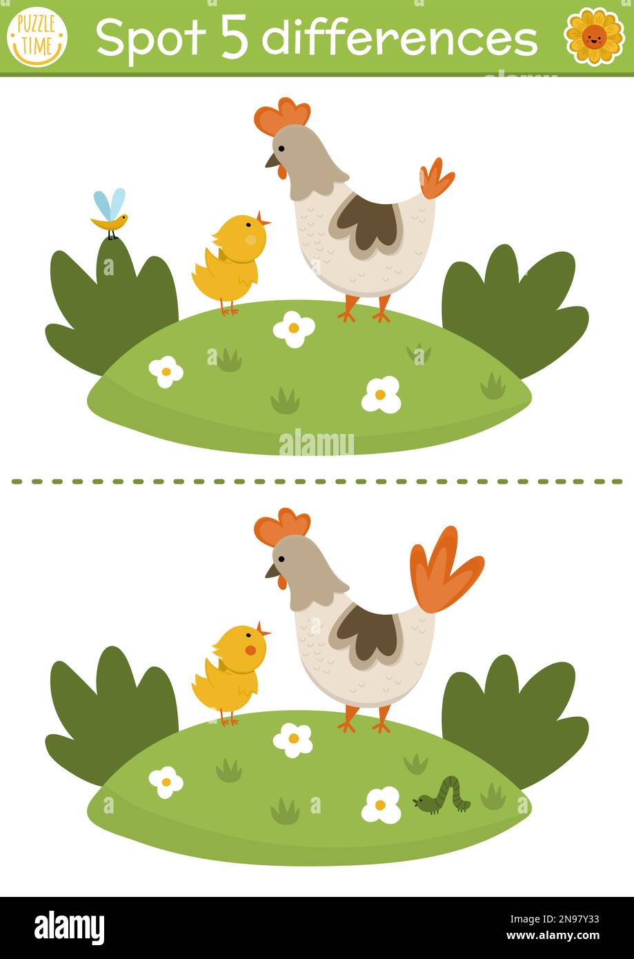 Find differences game for children. On the farm educational activity ...