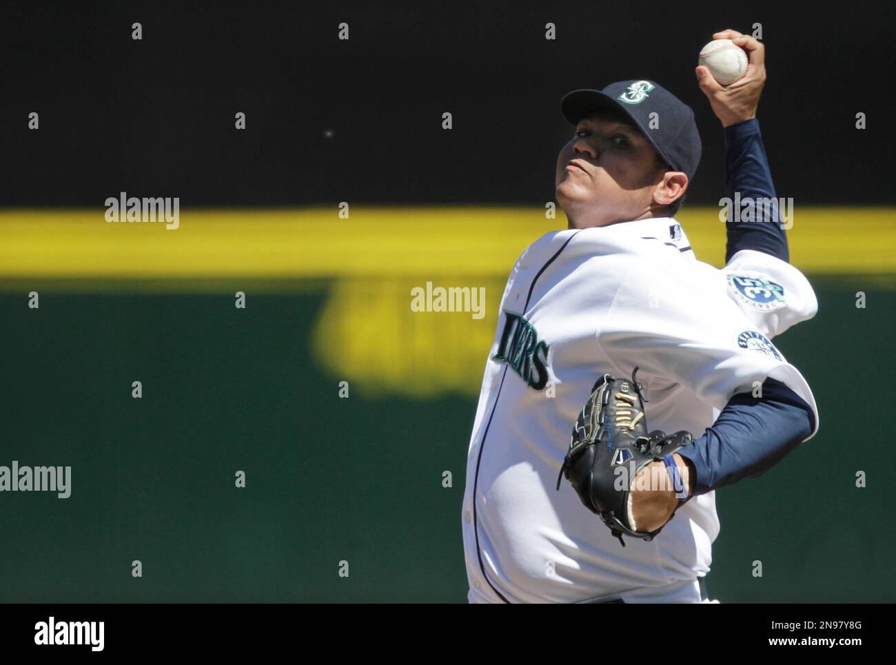 Seattle Mariners pitcher Felix Hernandez throws in the fourth inning of ...