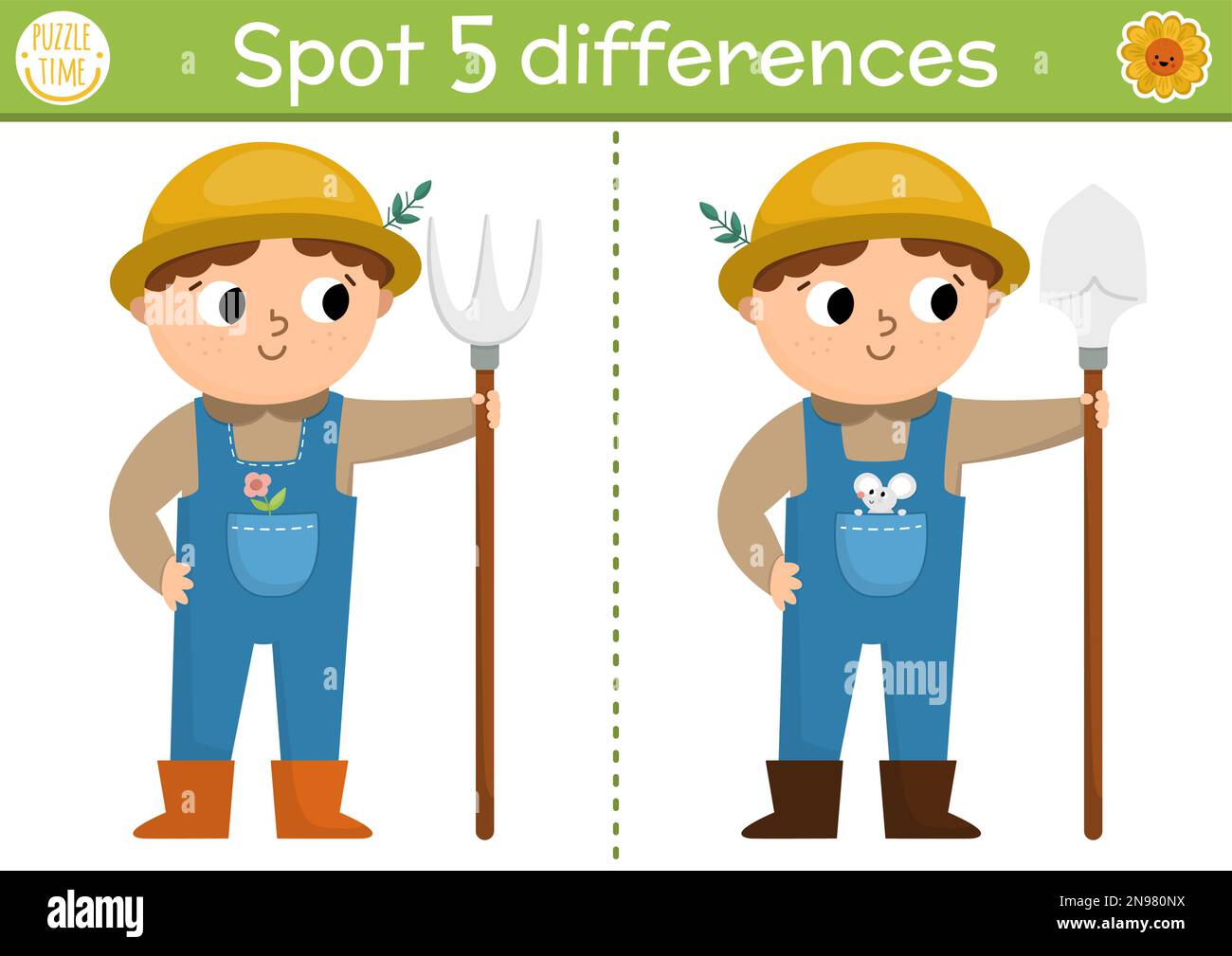 Find differences game for children. On the farm educational activity ...