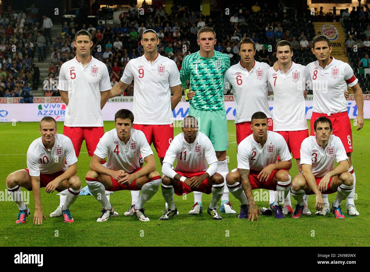 England's national soccer team players, top row from left, Gary Cahill ...