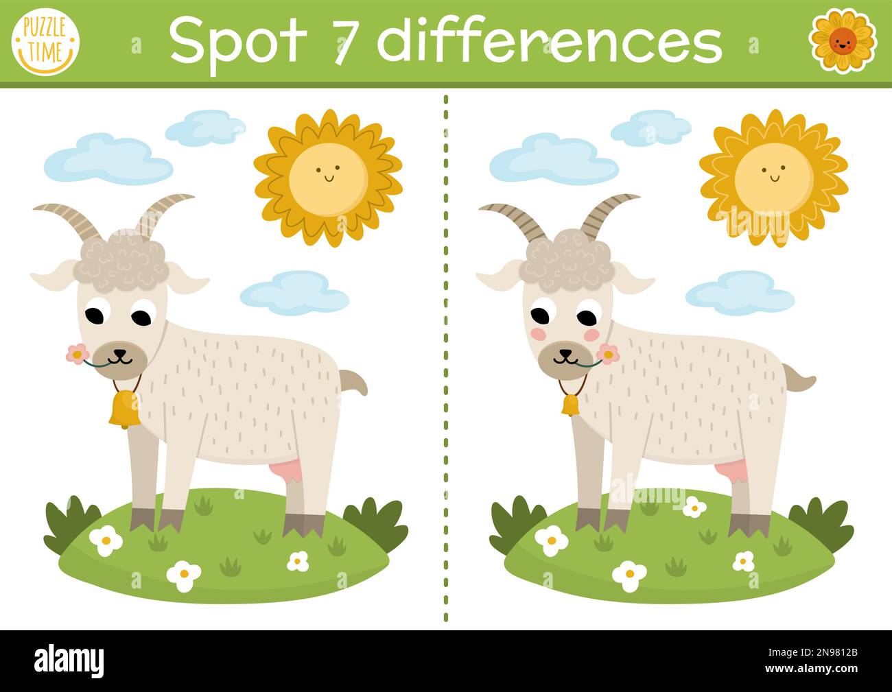 Find differences game for children. On the farm educational activity ...