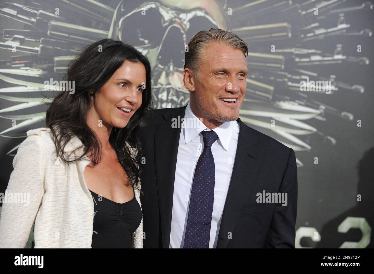 Jenny Sanderson and Dolph Lundgren attend the premiere for "The ...
