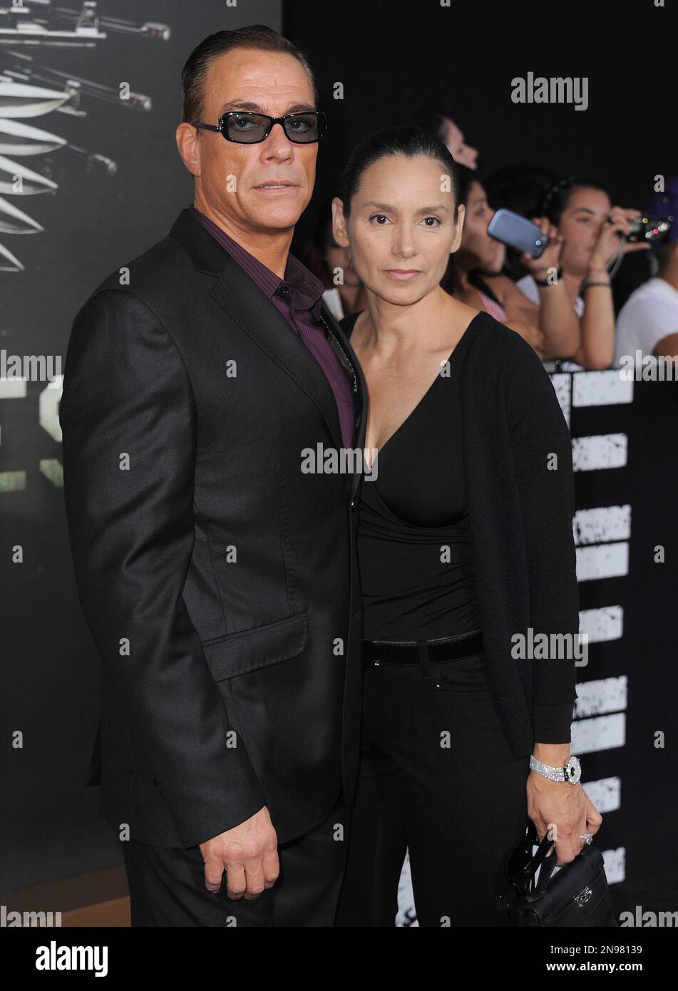 Jean-Claude Van Damme and Gladys Portugues attend the premiere for "The ...
