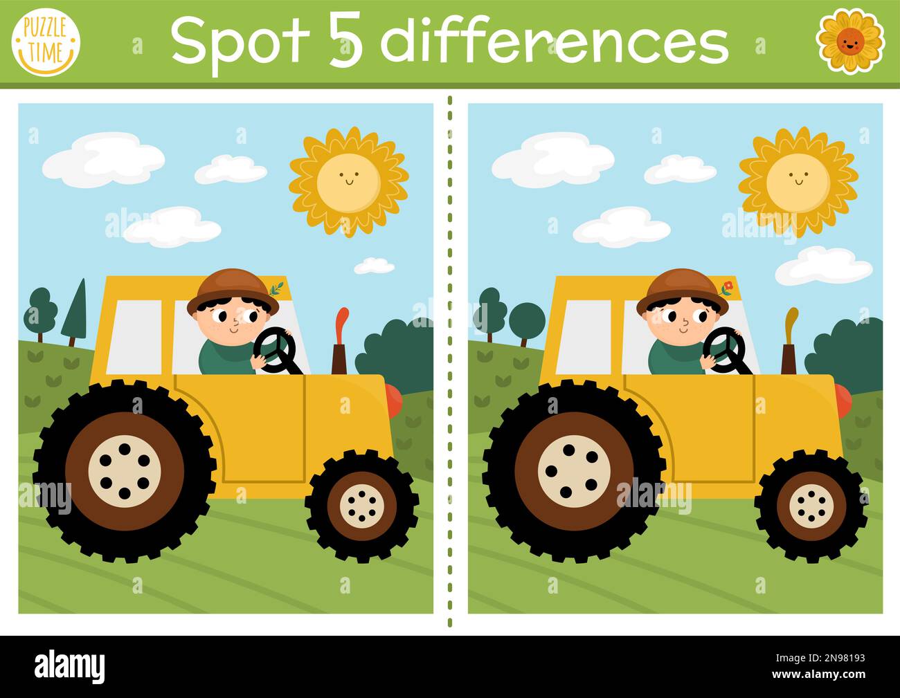 Find differences game for children. On the farm educational activity ...