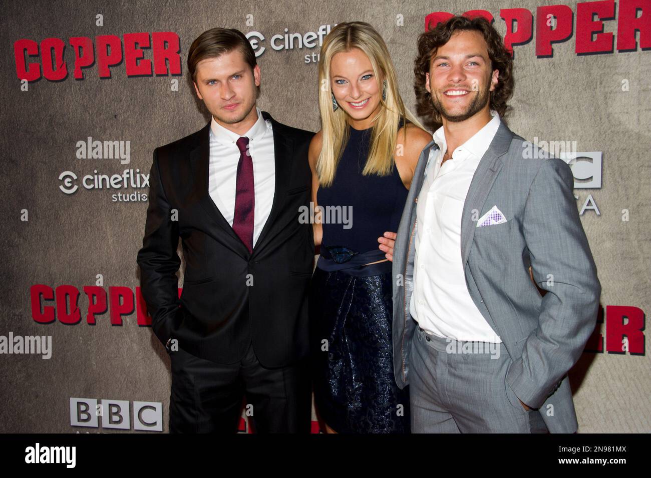 Tom Weston-Jones, left, Anastasia Griffith and Kyle Schmid attend the ...