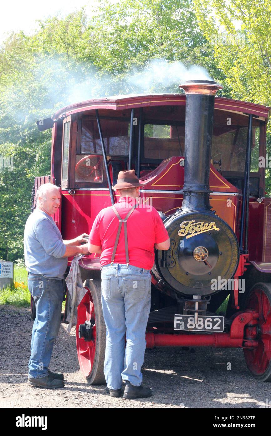 Steam engines at a country fair in Sandy, Bedfordshire, UK. Old working ...